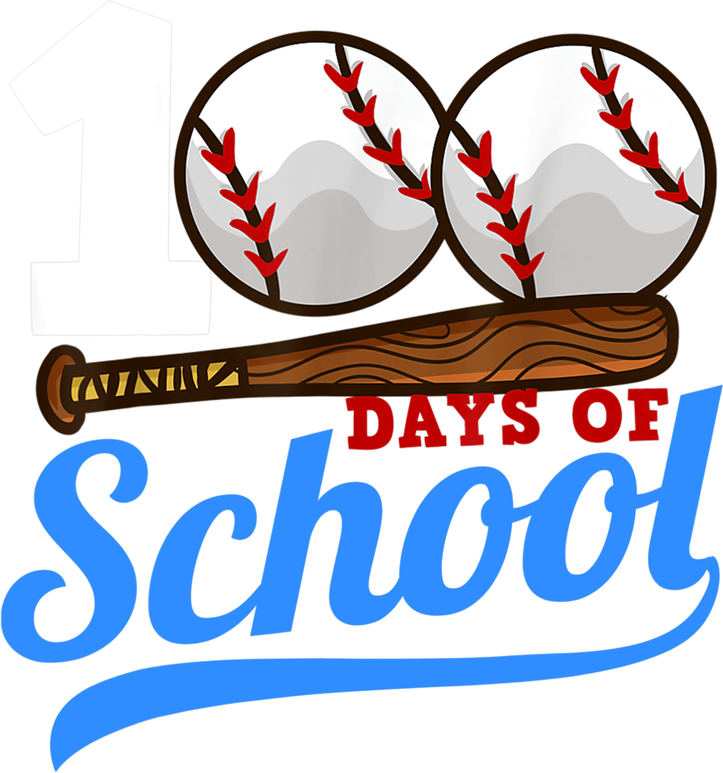100 Days of School with Baseball DTF (direct-to-film) Transfer – Twisted Image Transfers