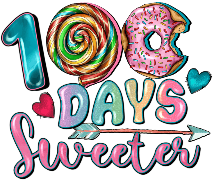 100 Days Sweeter School Celebration DTF (direct-to-film) Transfer ...