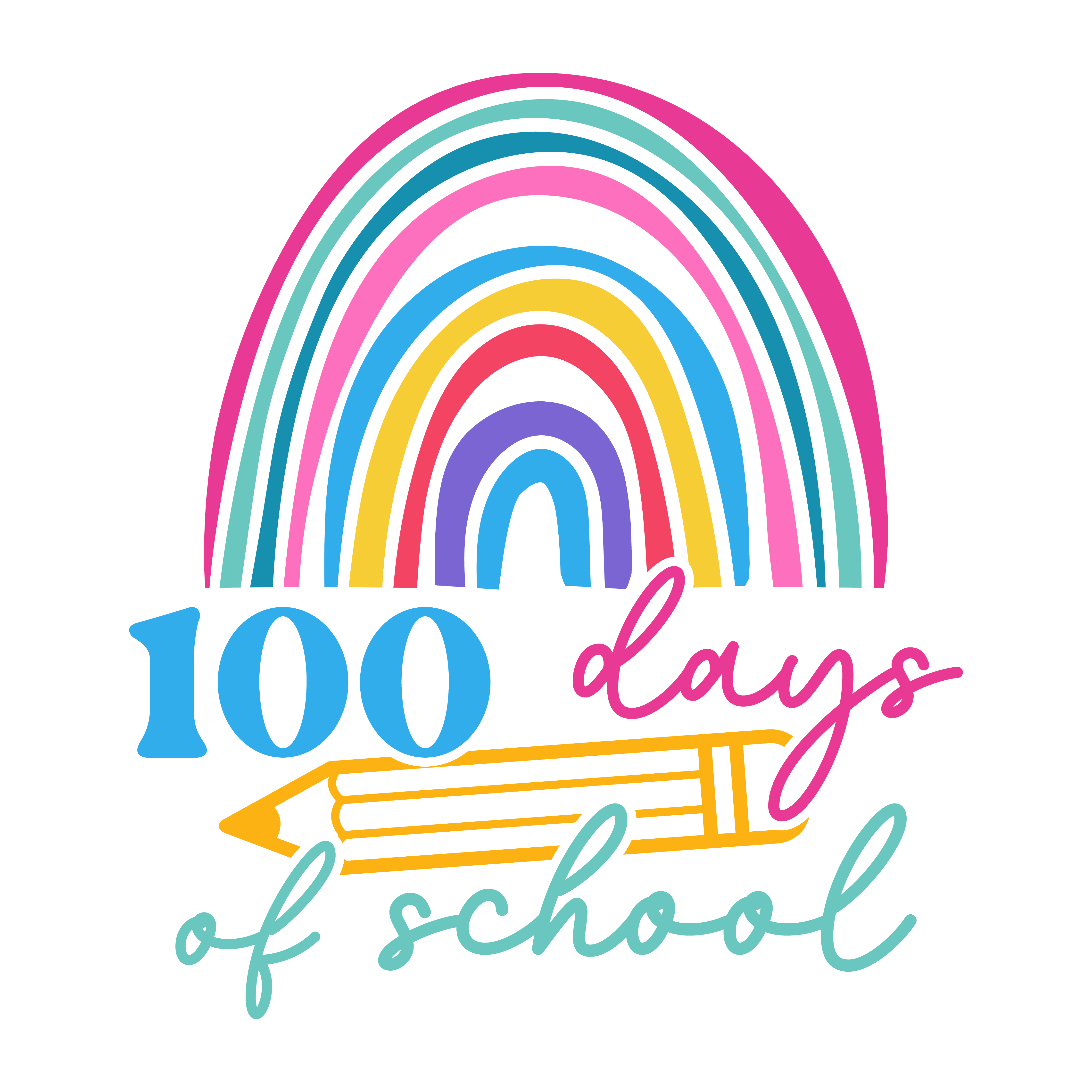 100 Days of School Colorful Font & Rainbow DTF (direct-to-film ...
