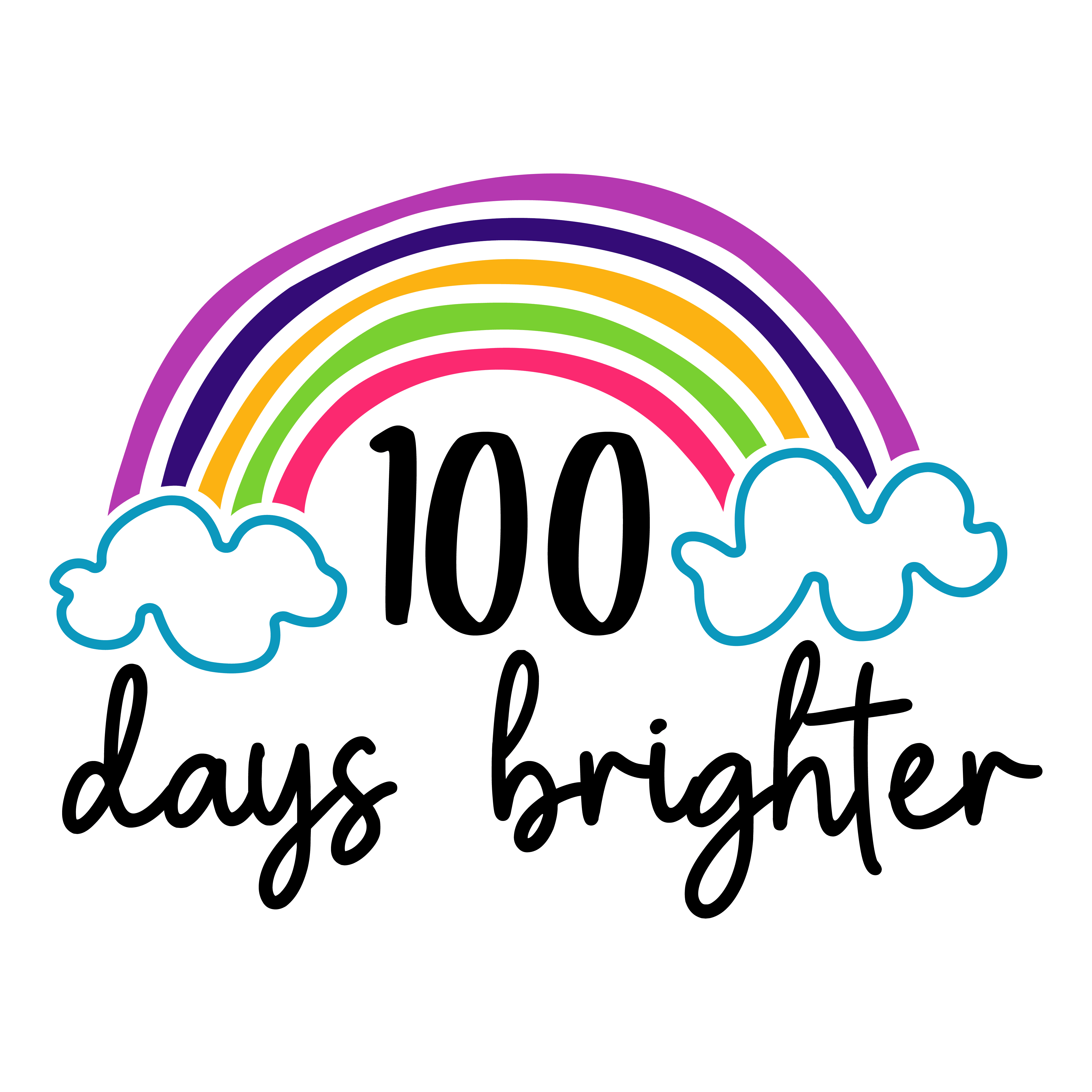 100 Days of School Rainbow DTF (direct-to-film) Transfer – Twisted ...