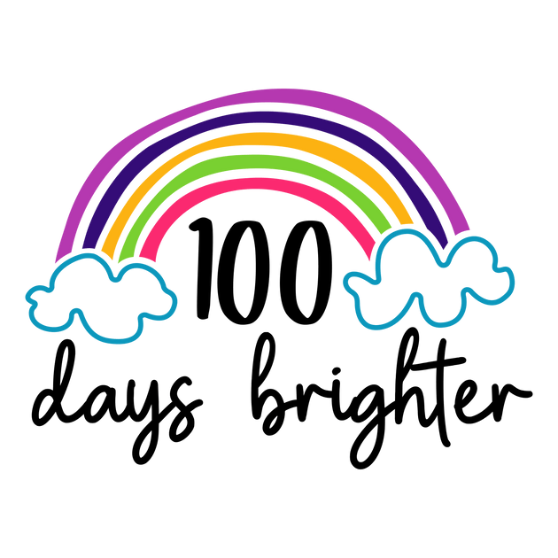 100 Days of School Rainbow DTF (direct-to-film) Transfer – Twisted ...