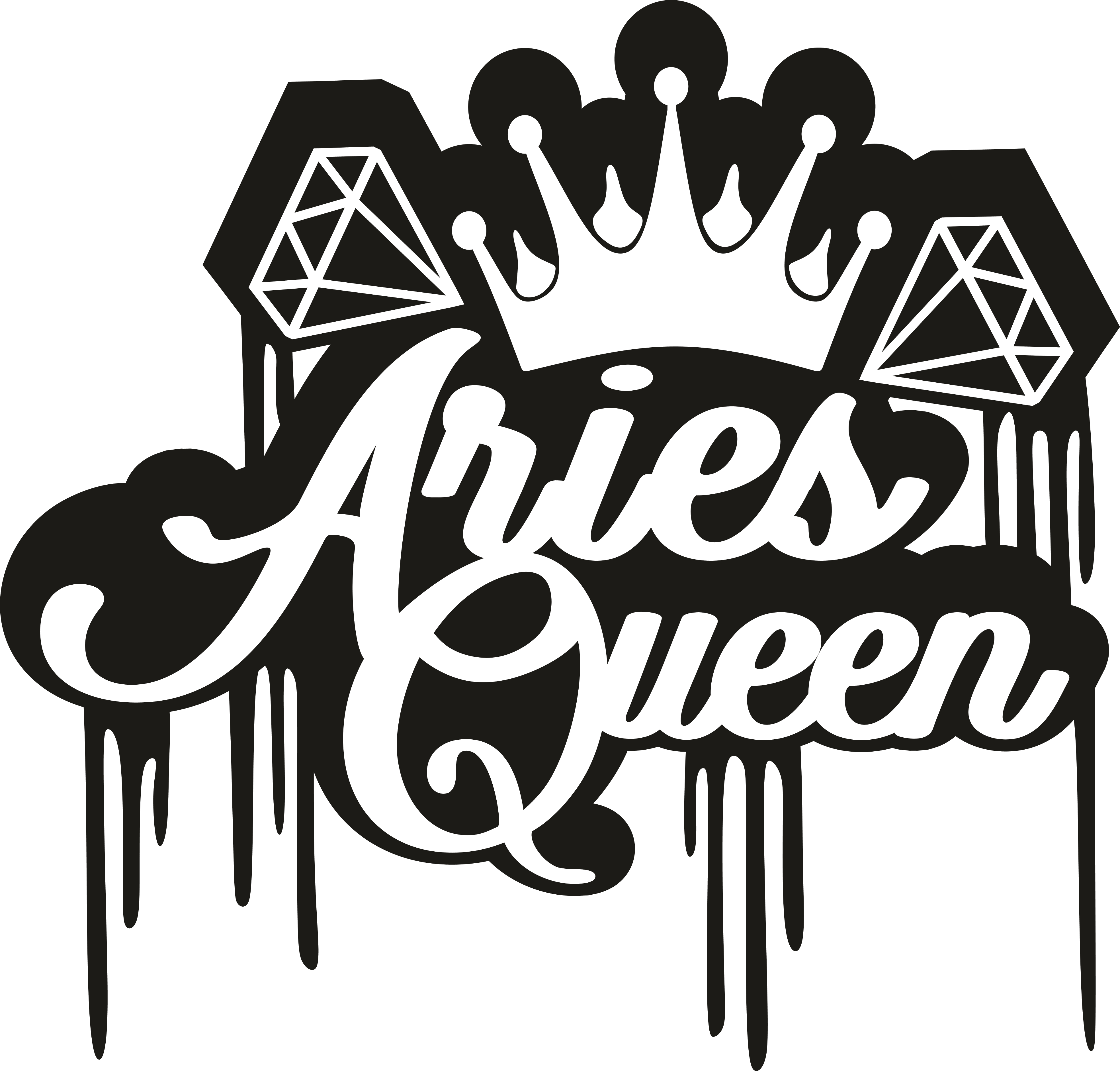 Aries Queen in White & Black Color Drip DTF (direct-to-film) Transfer – Twisted Image Transfers