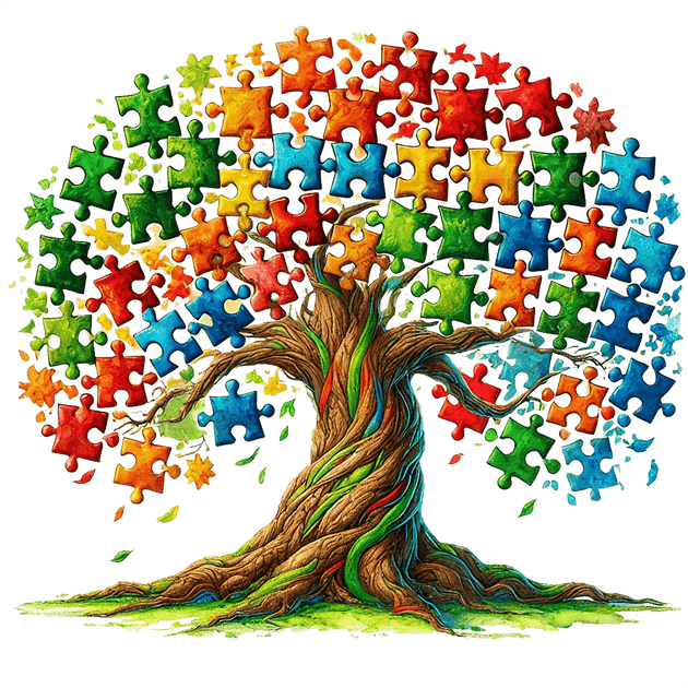 Autism Puzzle Pieces Tree With Colorful Trunk DTF (direct to film) Transfer – Twisted Image ...