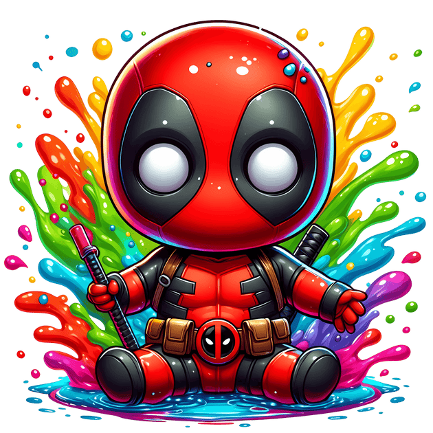 Baby Deadpool Color Drip DTF (direct-to-film) Transfer – Twisted Image Transfers