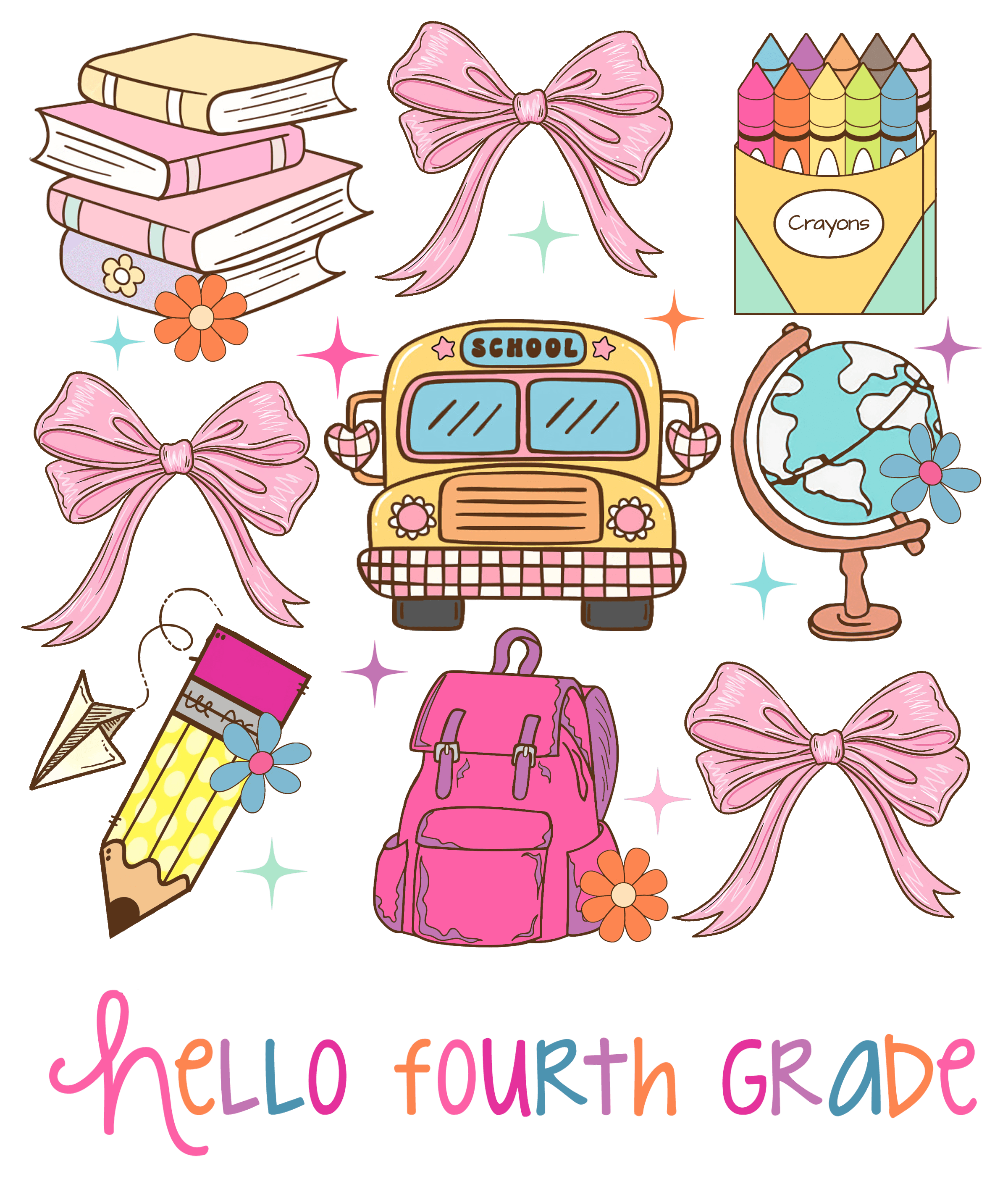 Back to School 4th Grade DTF (direct-to-film) Transfer – Twisted Image Transfers