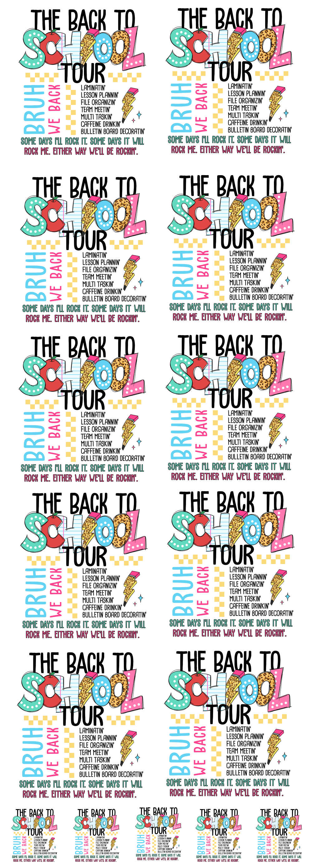 Back to School 5 60" DTF Direct to Film Ready to Ship Gang Sheet – Twisted Image Transfers