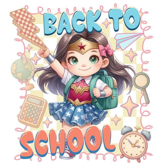 Back to School Wonder Girl DTF (direct-to-film) Transfer – Twisted Image Transfers