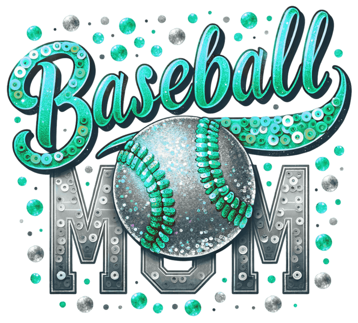 Baseball Mom Mint Sequins DTF (direct-to-film) Transfer – Twisted Image Transfers
