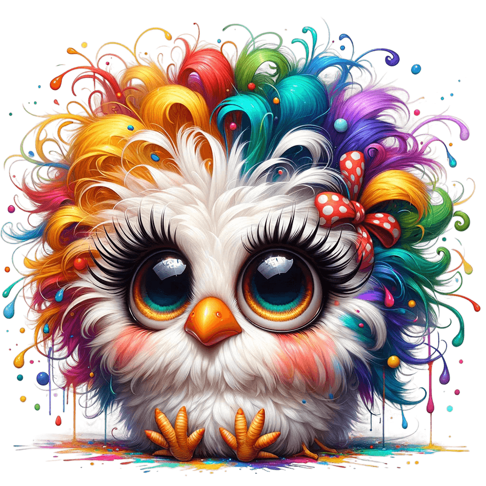 Big Fluffy Chicken Rainbow Drips DTF (direct-to-film) Transfer – Twisted Image Transfers