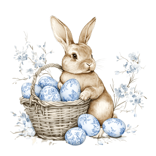 Blue Toile Easter 14 DTF (direct to film) Transfer – Twisted Image Transfers