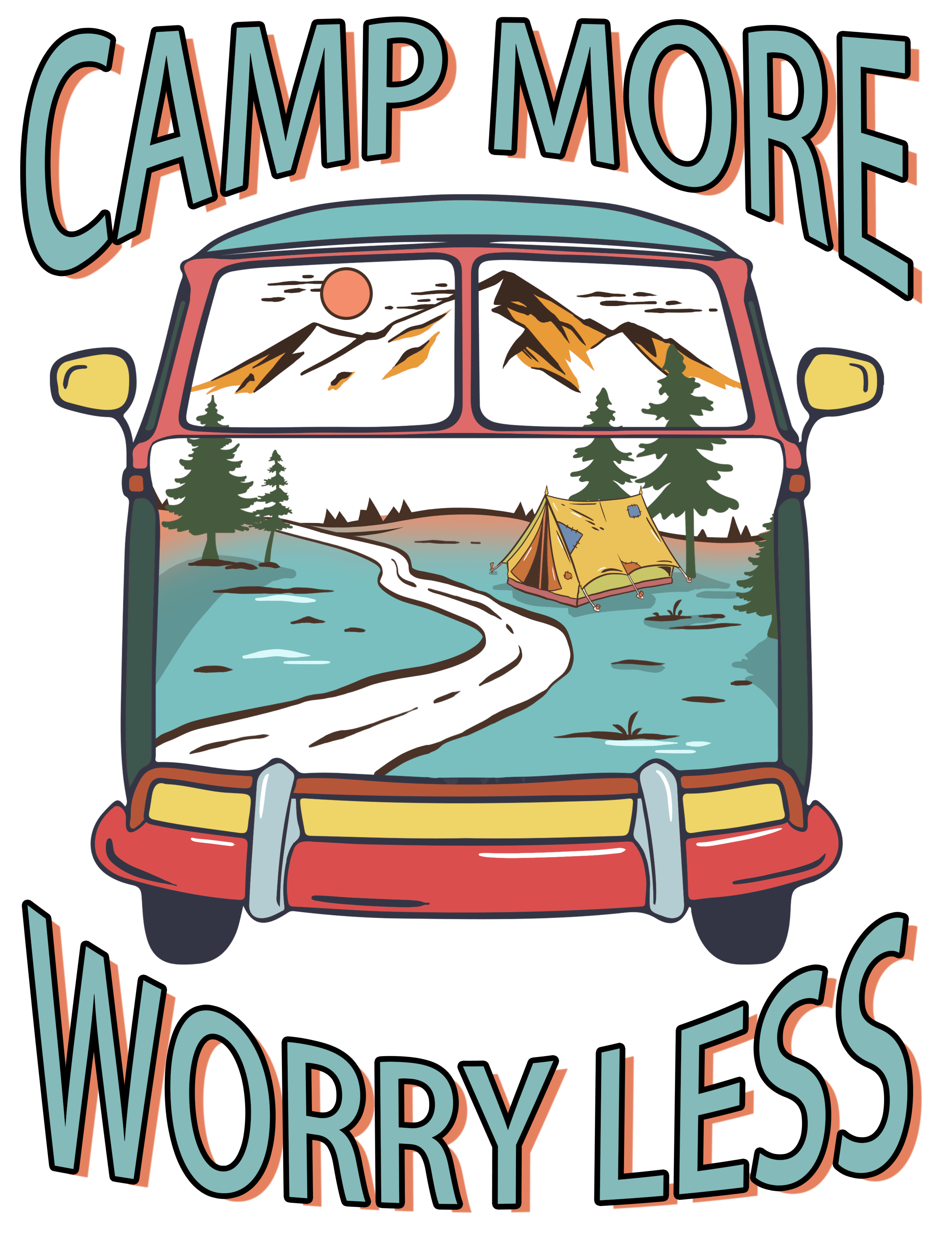 Camp More Worry Less 2 DTF (direct-to-film) Transfer – Twisted Image Transfers