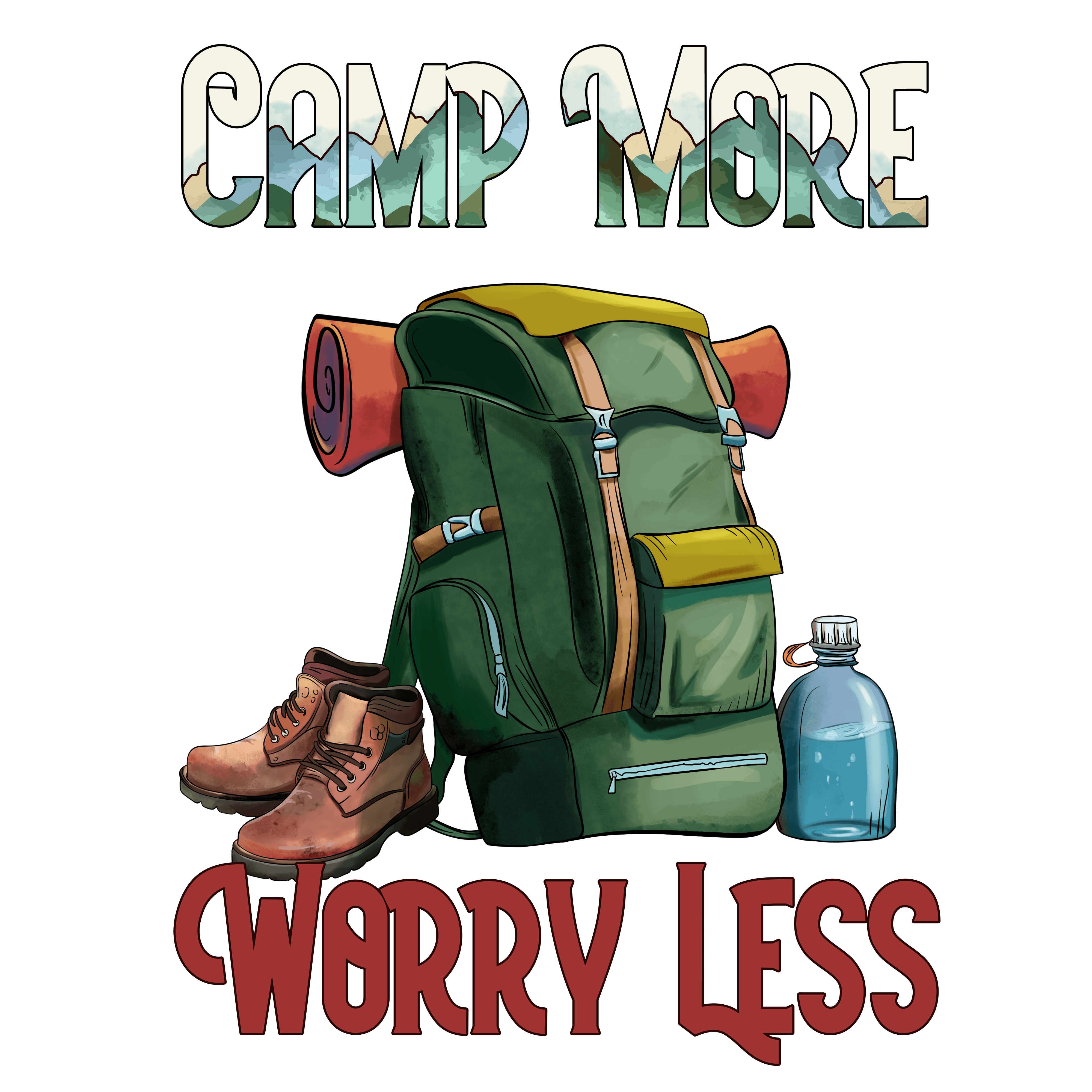 Camp More Worry Less Backpack DTF (direct-to-film) Transfer – Twisted Image Transfers