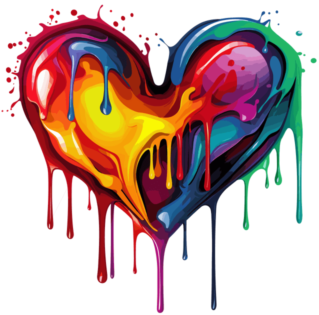 Color Drip Heart Red & Green DTF (direct-to-film) Transfer – Twisted ...