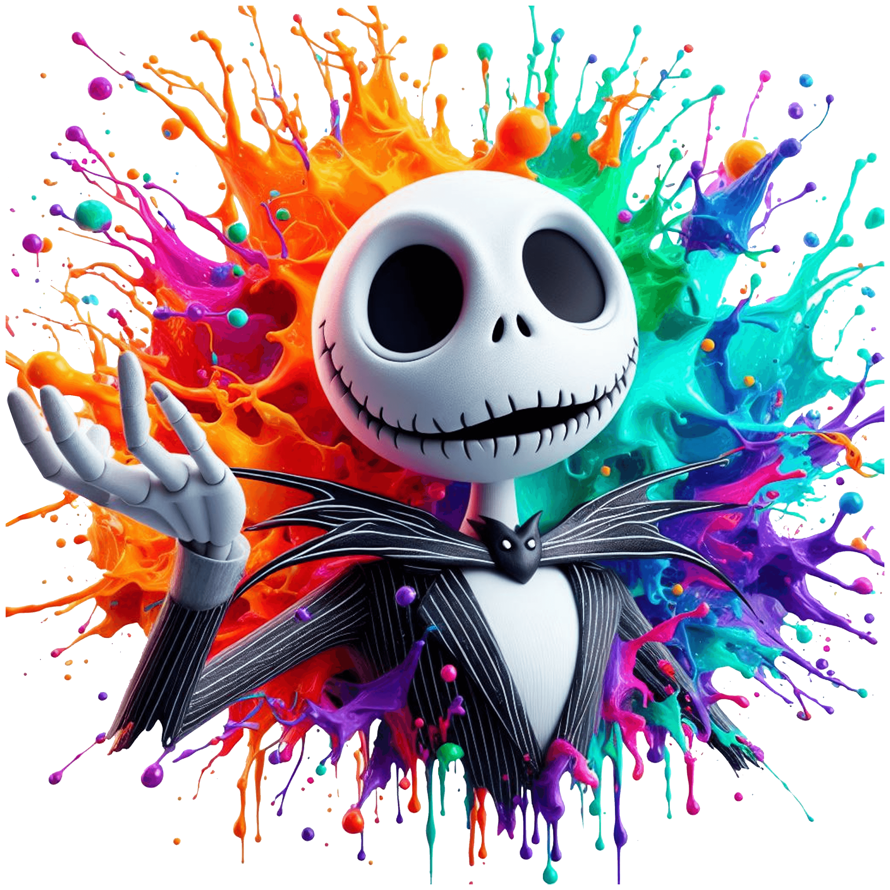 Color Drip Jack Skellington Colorful(1) DTF (direct-to-film) Transfer – Twisted Image Transfers