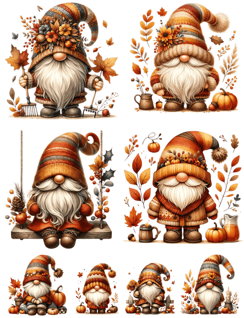Fall Gnomes II Mini DTF Transfer Gang Sheet – Twisted Image Transfers