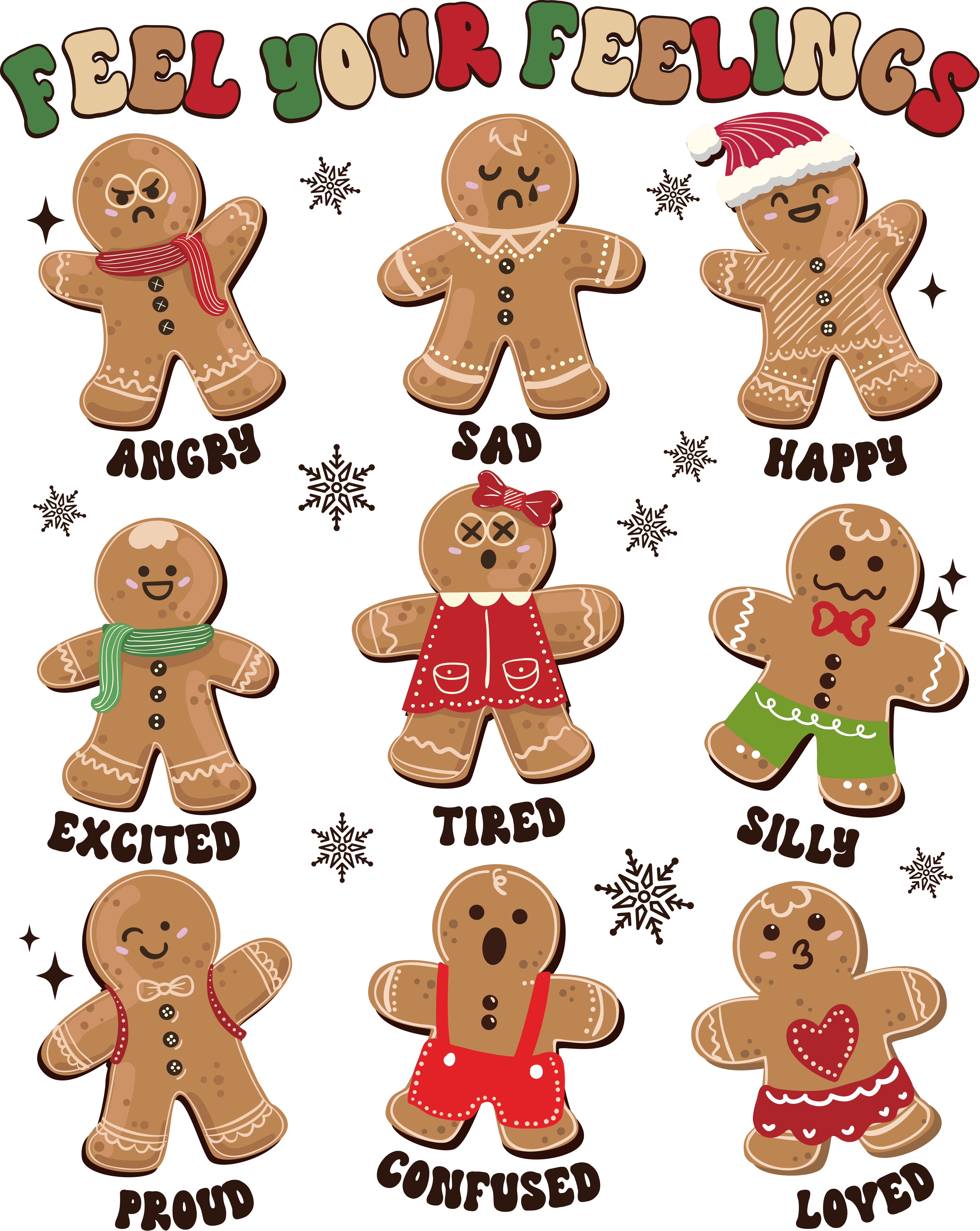 Feel your Feelings Gingerbread Men DTF (direct-to-film) Transfer ...