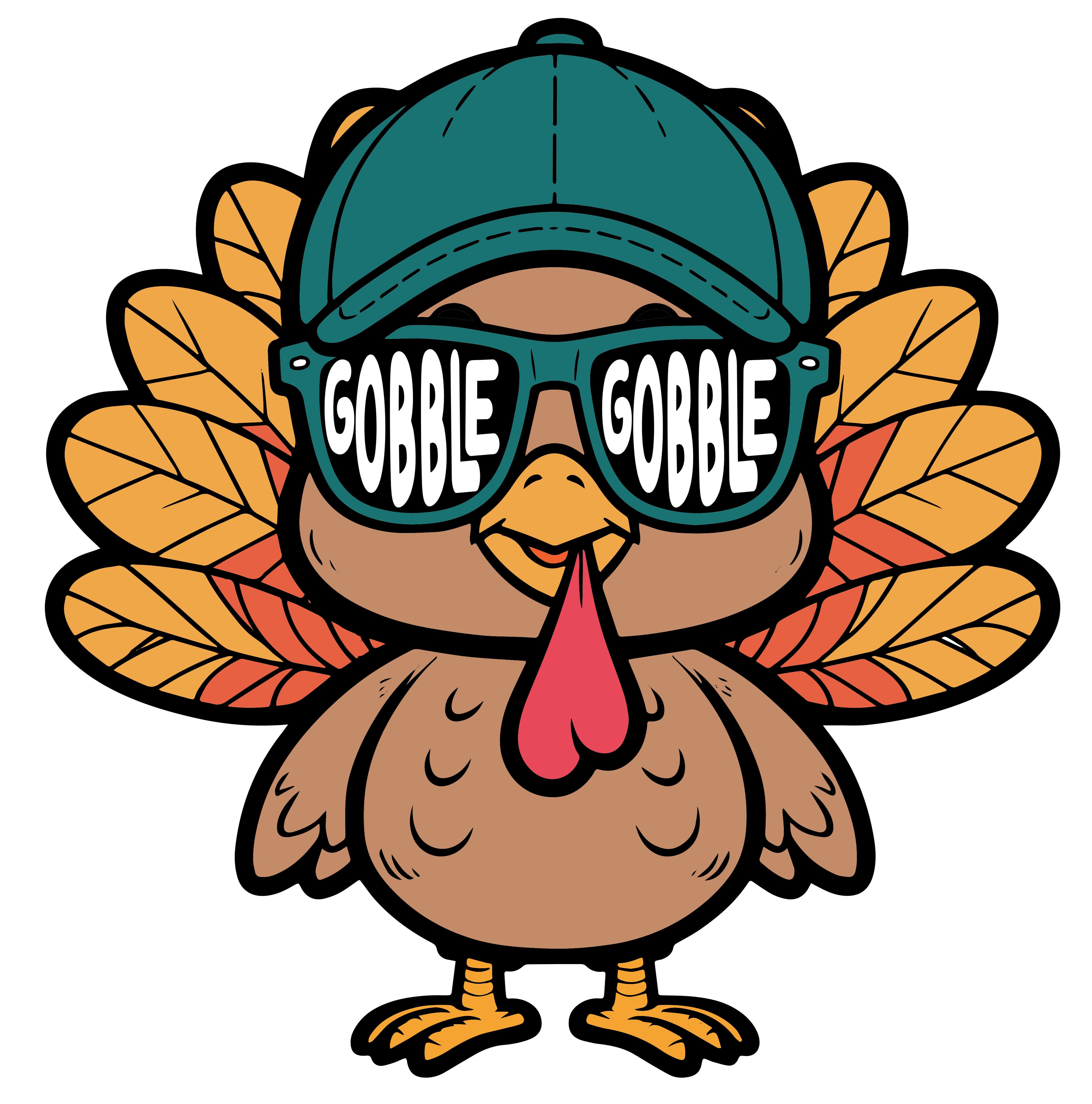 Gobble Gobble Glasses Turkey DTF (direct-to-film) Transfer – Twisted ...