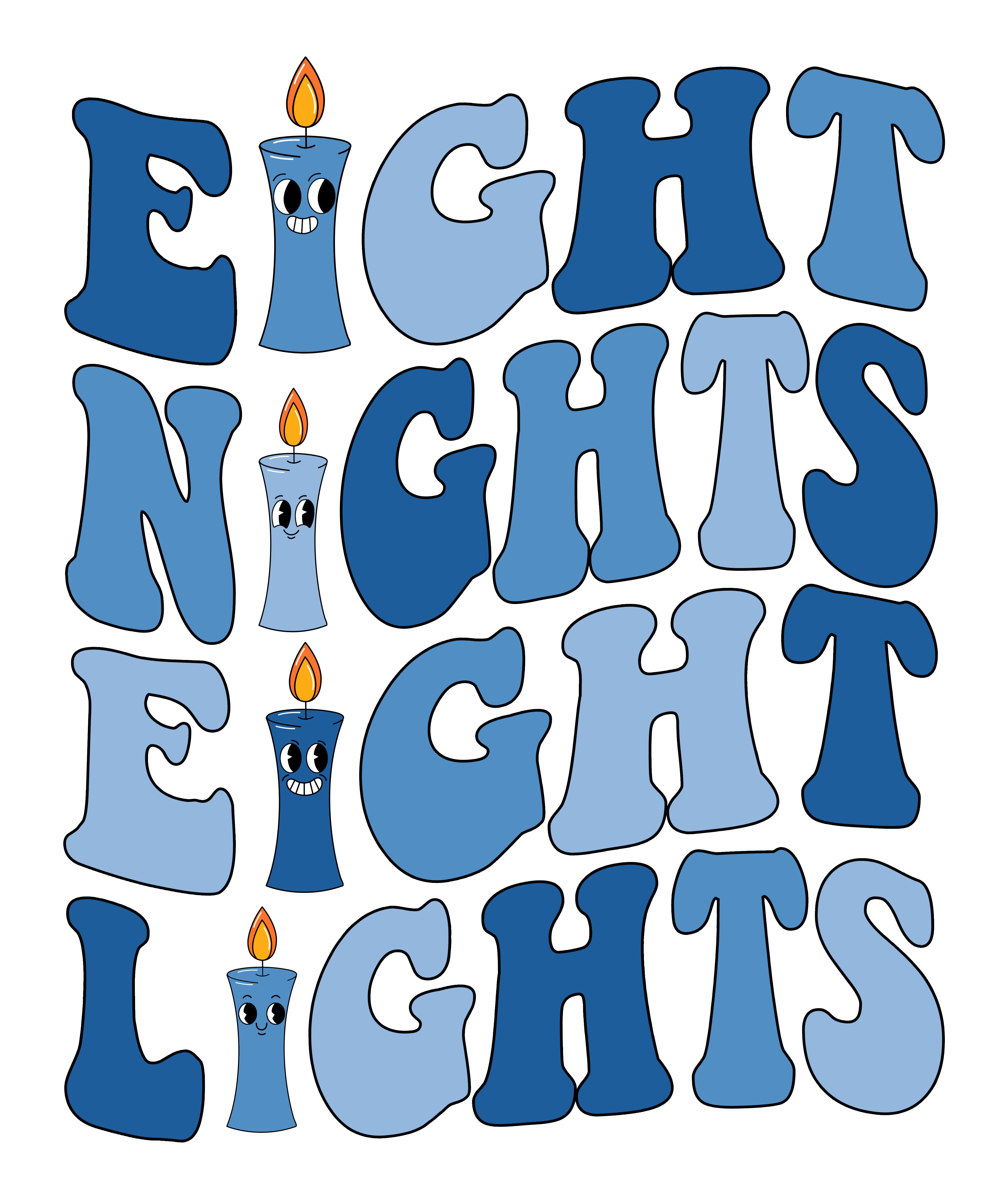 Hanukkah 8 Nights 8 Lights DTF (direct-to-film) Transfer – Twisted ...
