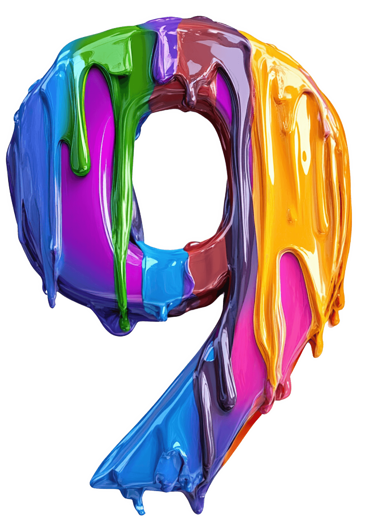 Number Color Drip 9 DTF (direct-to-film) Transfer – Twisted Image Transfers