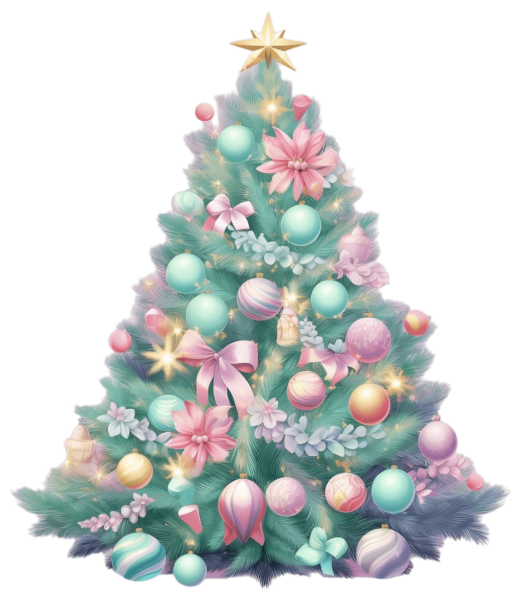 Pastel Decorated Christmas Tree DTF (direct-to-film) Transfer – Twisted Image Transfers