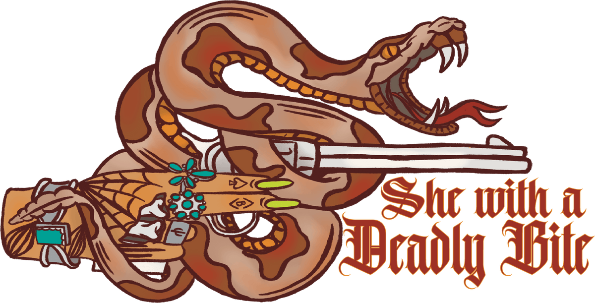 She With a Deadly Bite Snake and Gun DTF (direct-to-film) Transfer – Twisted Image Transfers