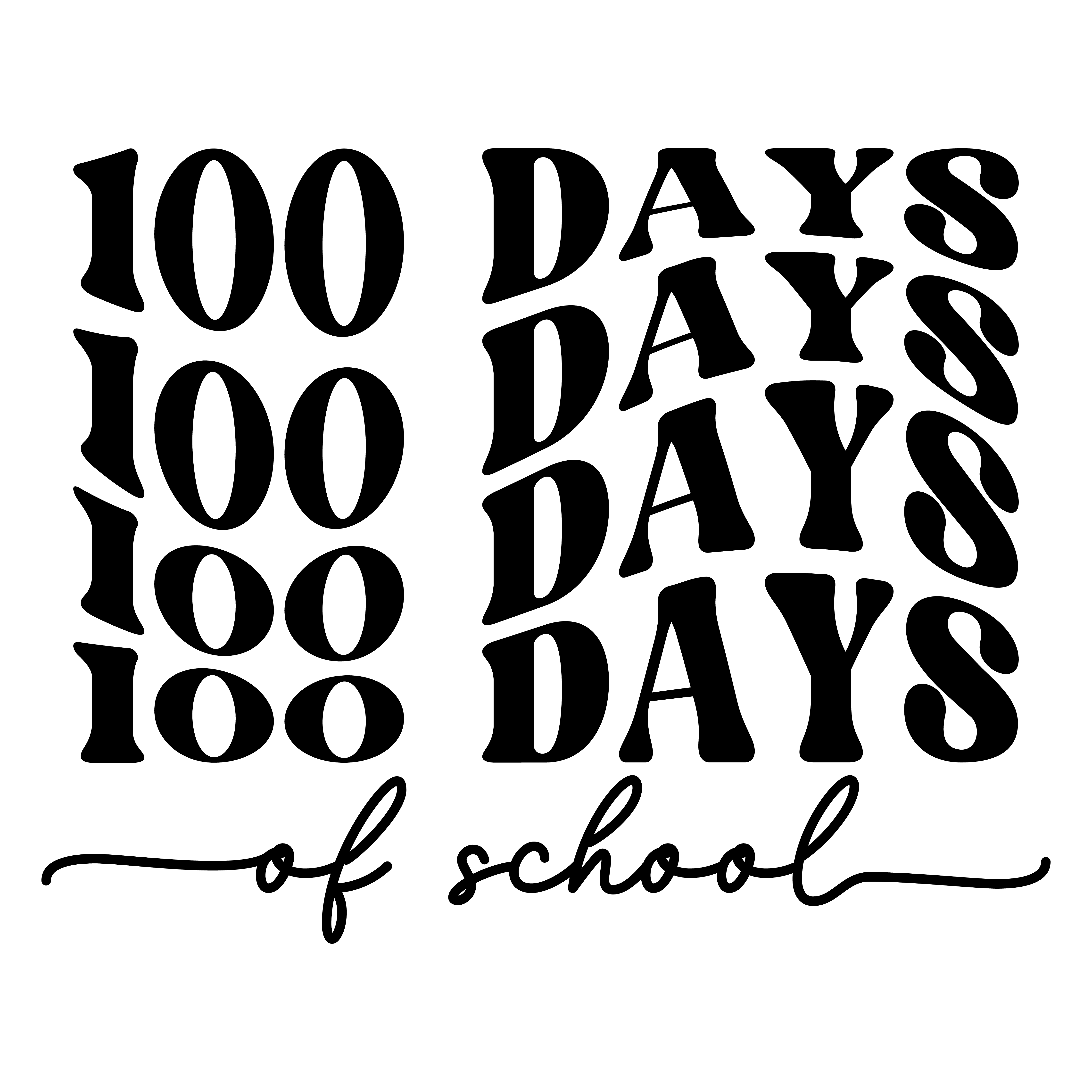 Stacked 100 Days of School DTF (direct-to-film) Transfer – Twisted Image Transfers