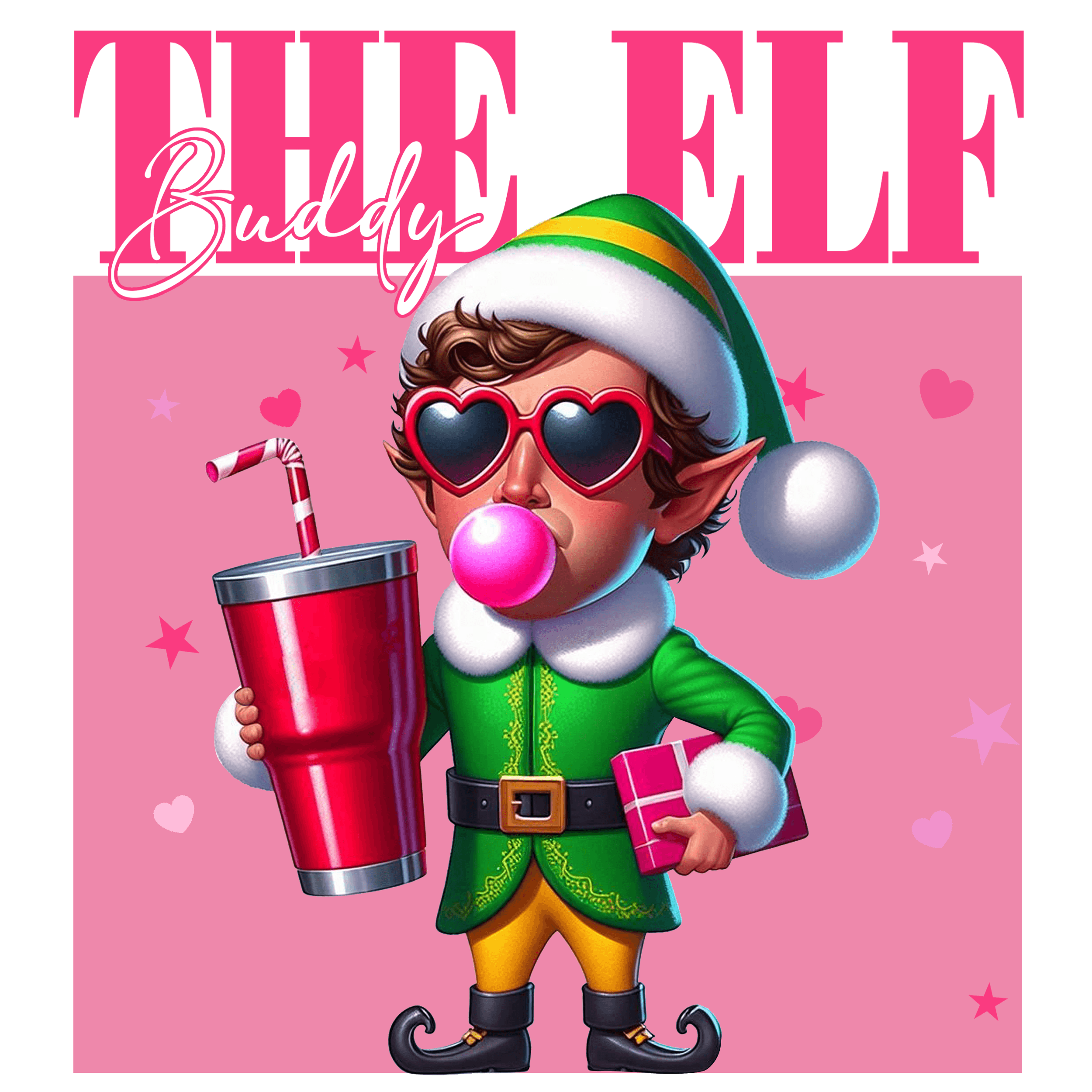 The Elf Buddy Pink With Cup DTF (direct-to-film) Transfer – Twisted Image Transfers