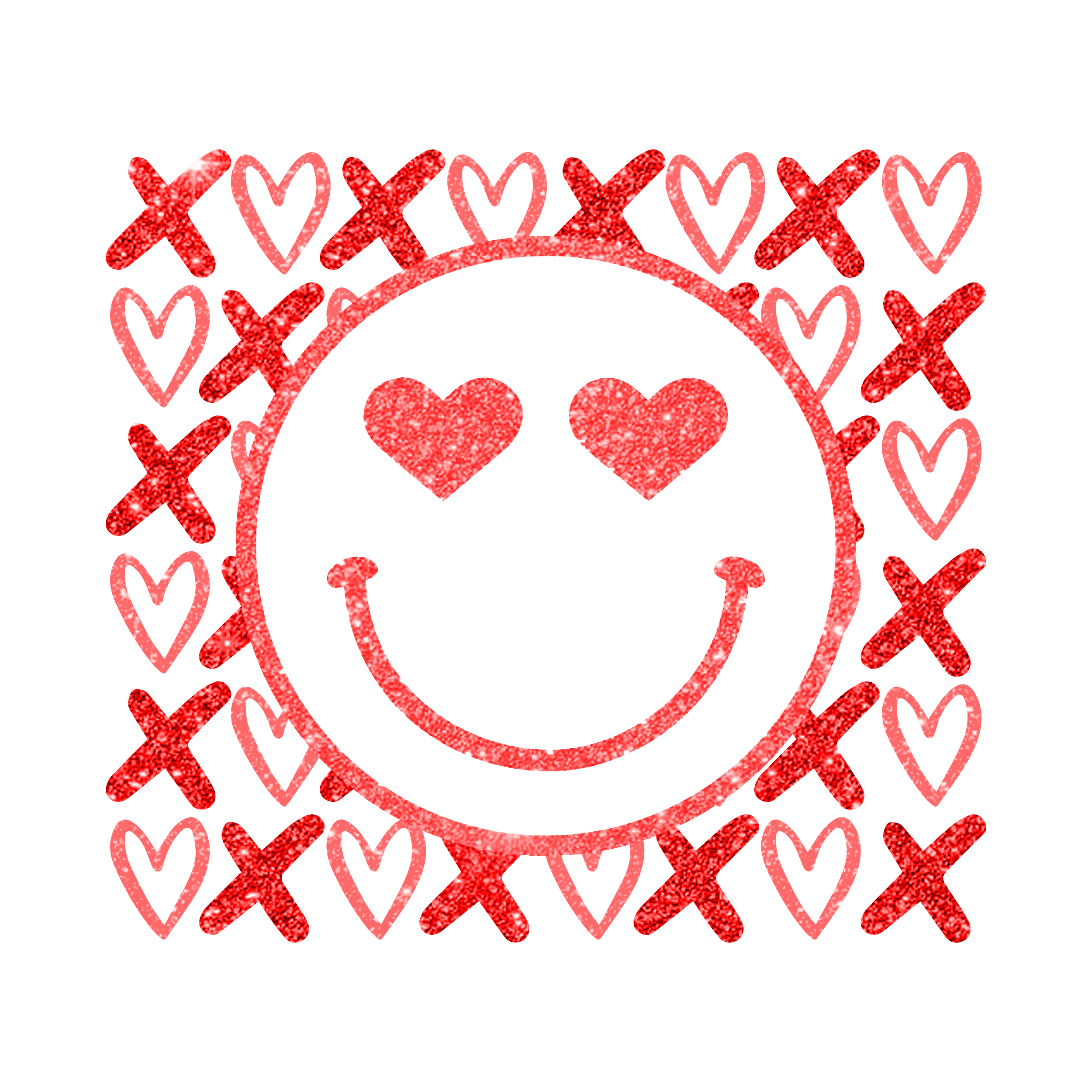 Valentine Smiley X & Hearts DTF (direct-to-film) Transfer – Twisted ...
