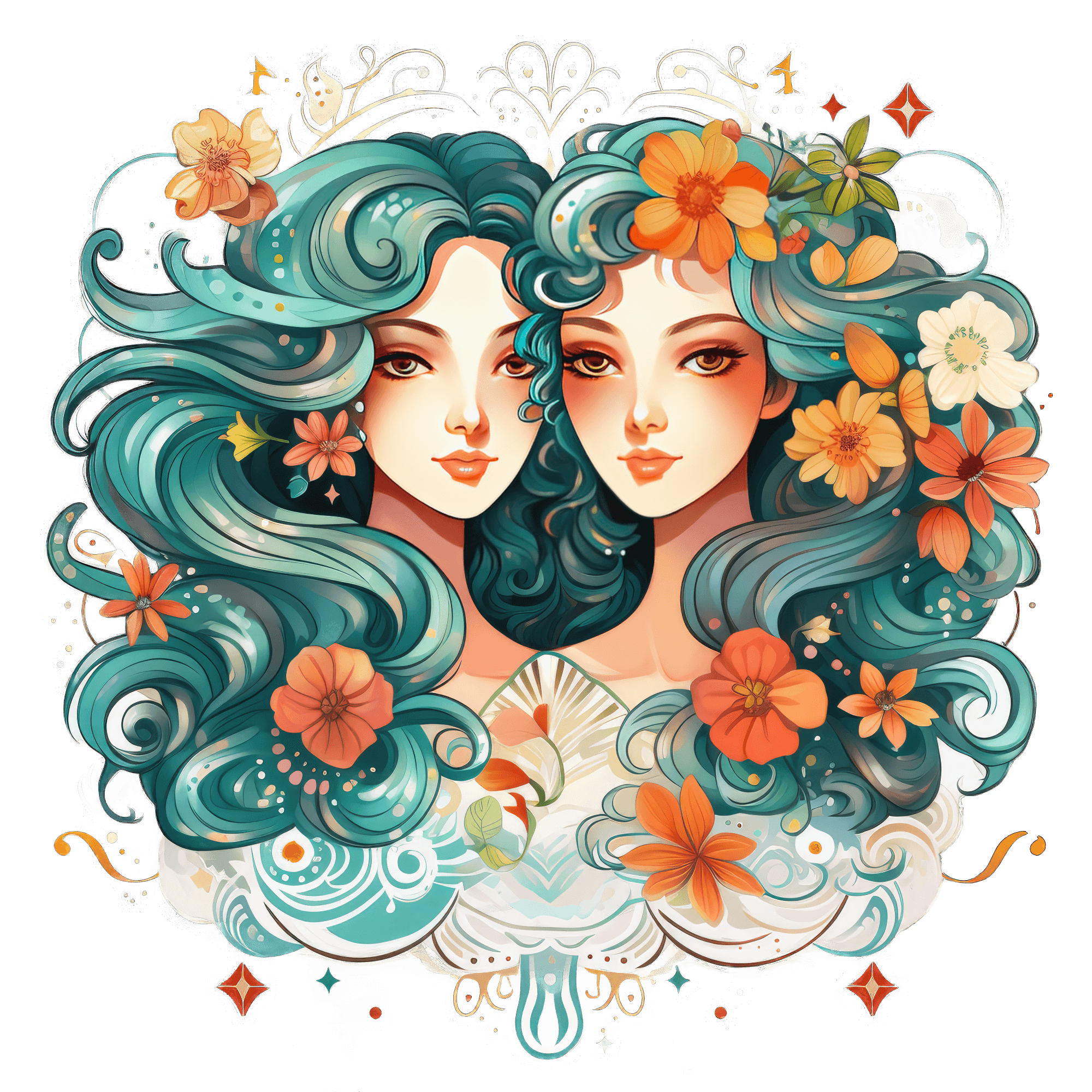 Zodiac Gemini Twin Girls DTF (direct-to-film) Transfer – Twisted Image Transfers