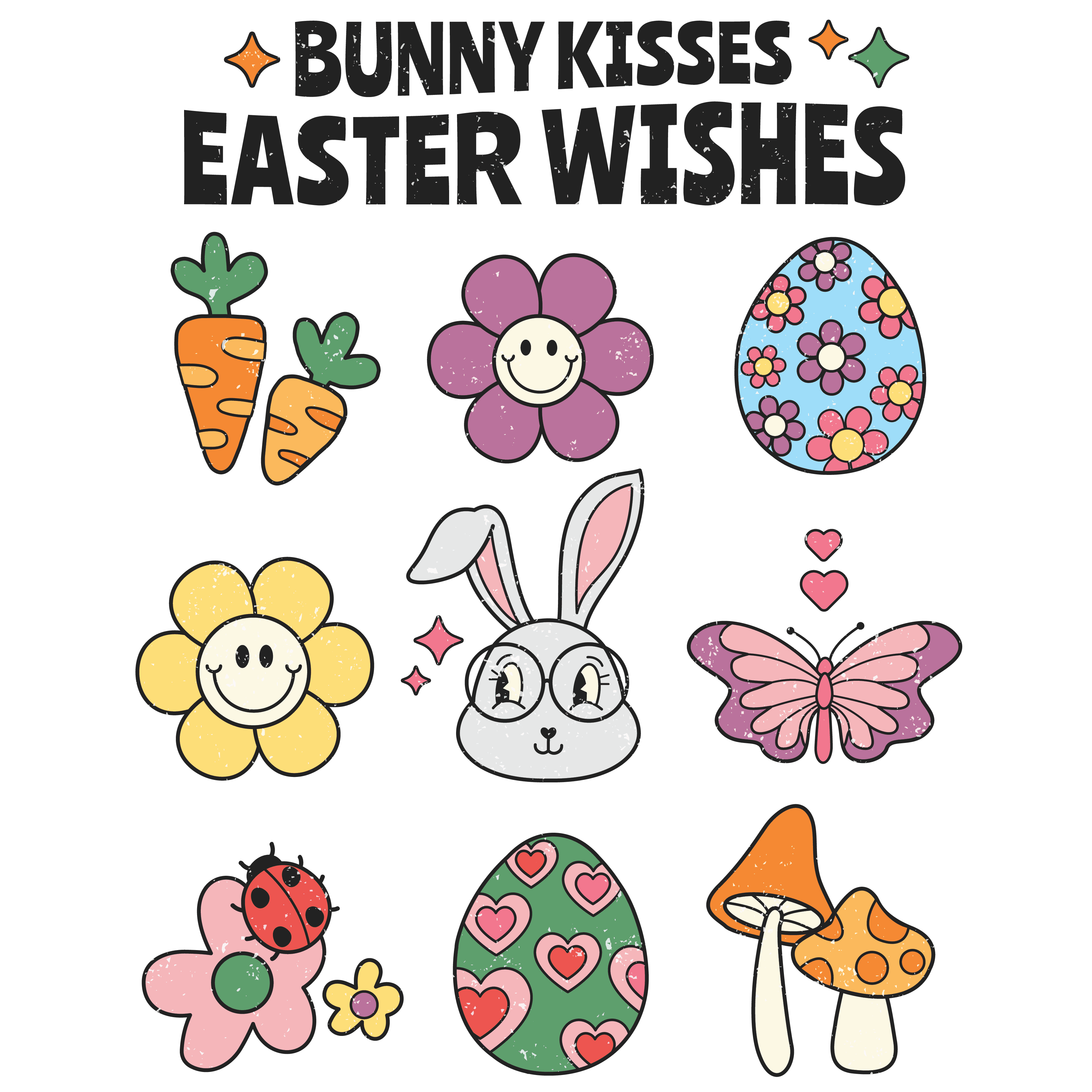 Bunny Kisses Easter Wishes DTF (direct-to-film) Transfer – Twisted Image Transfers