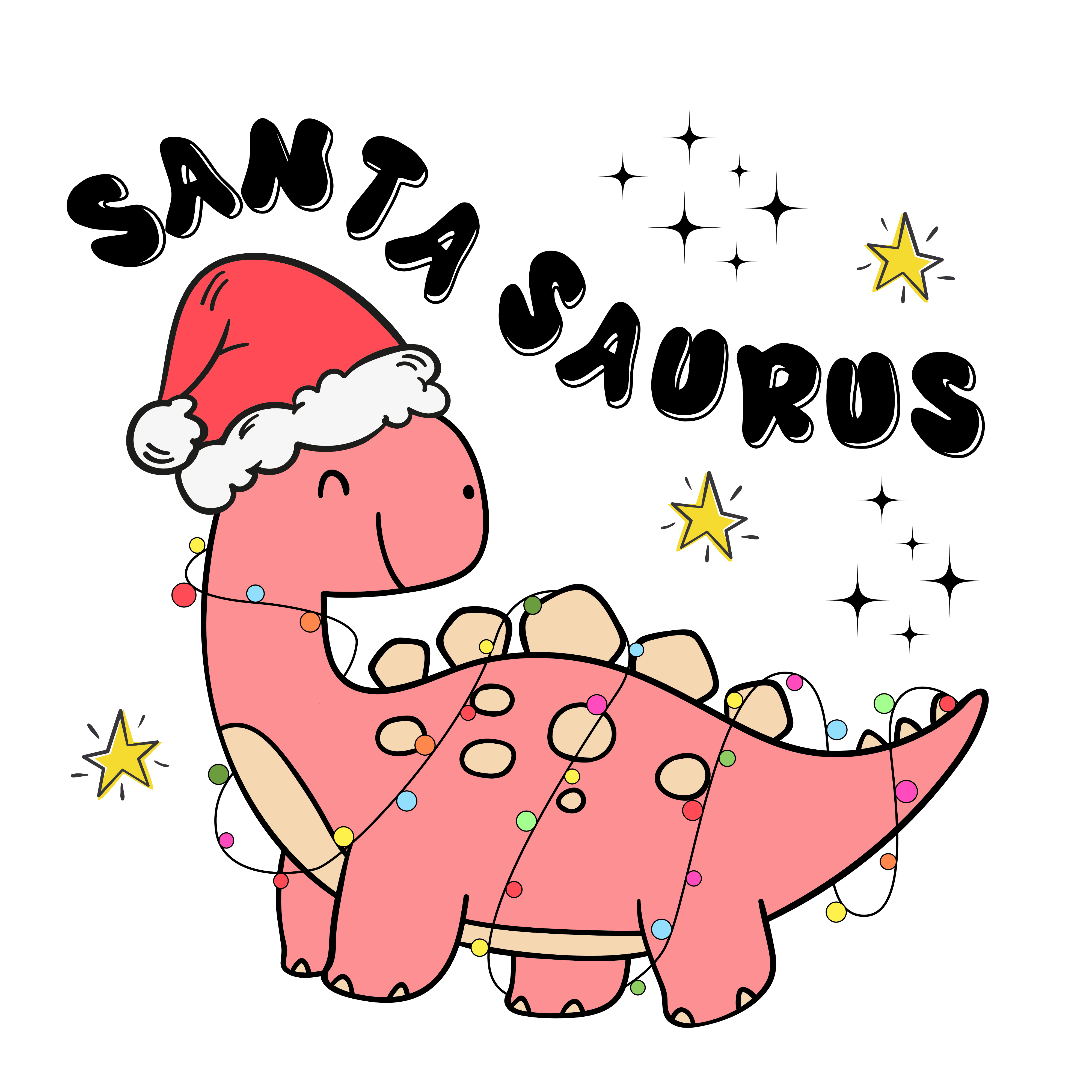 Santasaurus Pink DTF (direct-to-film) Transfer – Twisted Image Transfers