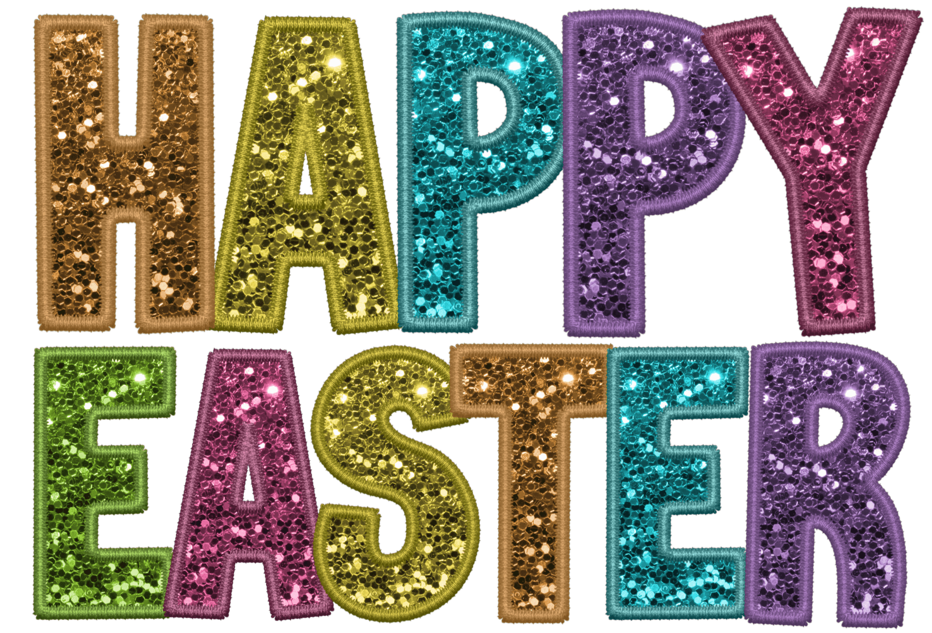 Happy Easter Faux Glitter DTF (direct-to-film) Transfer – Twisted Image Transfers