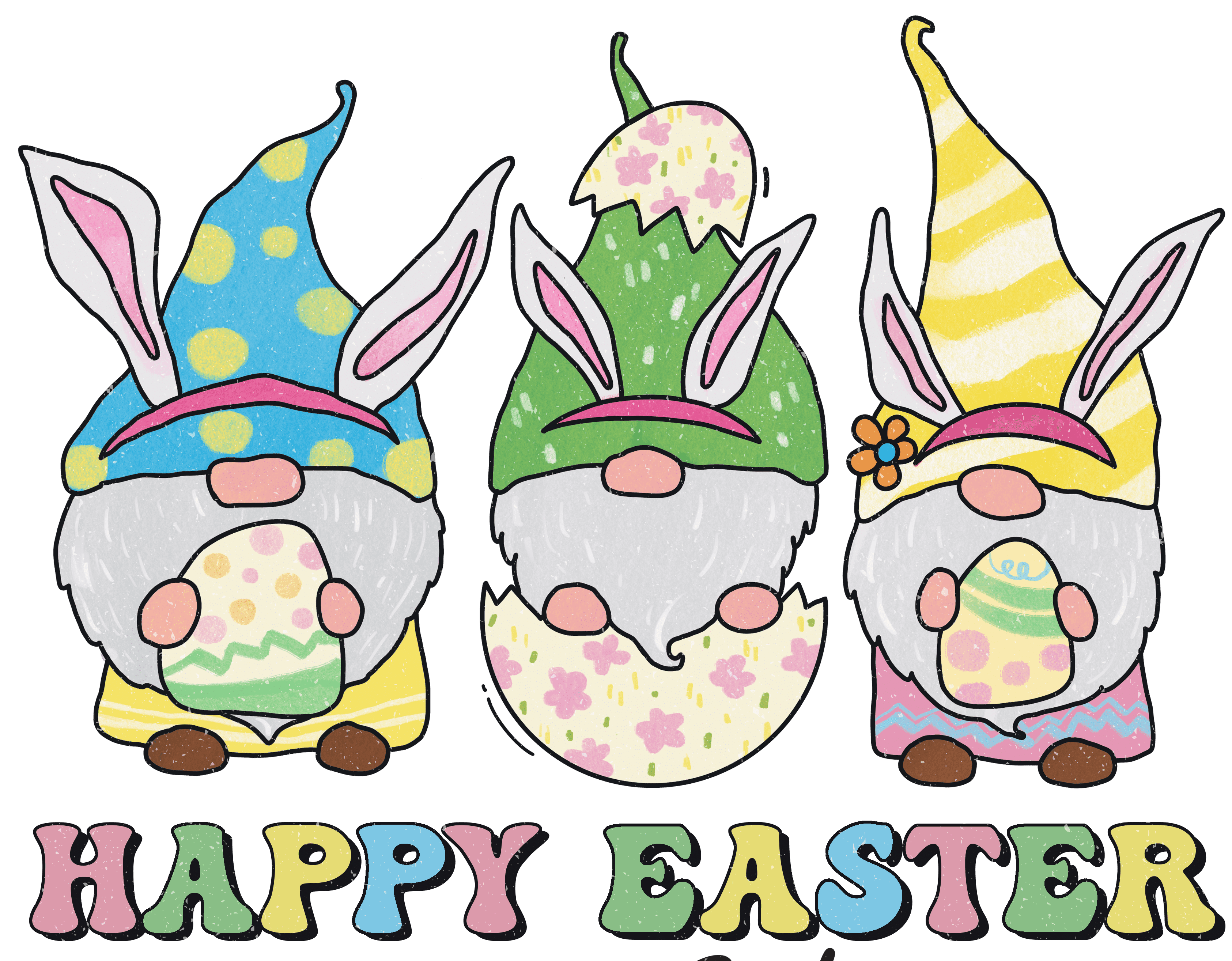 Happy Easter Y'all Gnomes DTF (direct-to-film) Transfer – Twisted Image Transfers