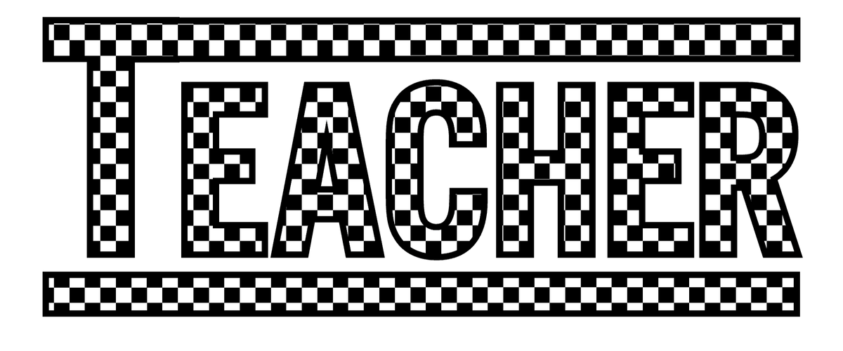 Teacher in White and Black Checkered Font DTF (direct-to-film) Transfer ...