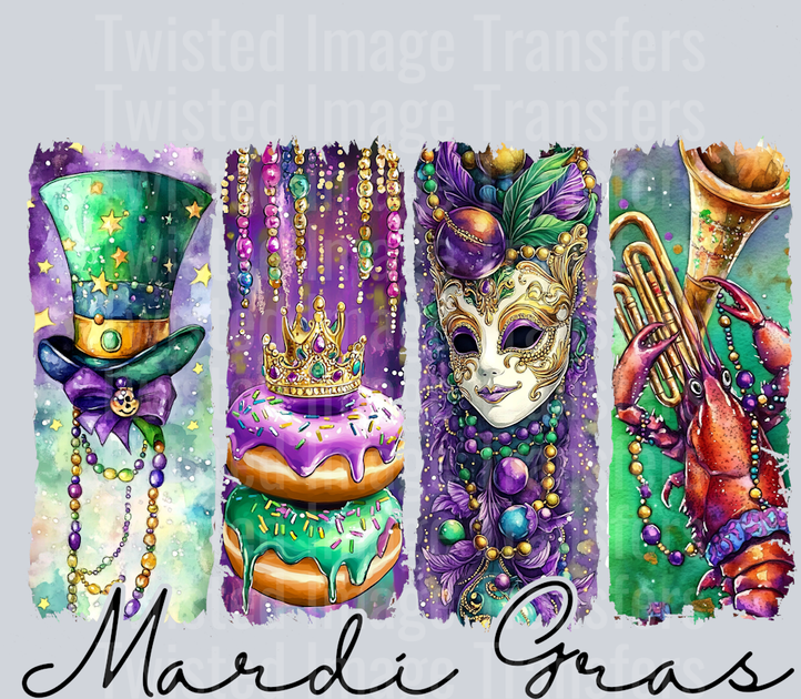 Mardi Gras Beads & Mask DTF (direct-to-film) Transfer – Twisted Image ...