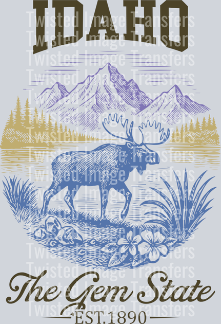 Idaho The Gem State DTF (direct-to-film) Transfer – Twisted Image Transfers