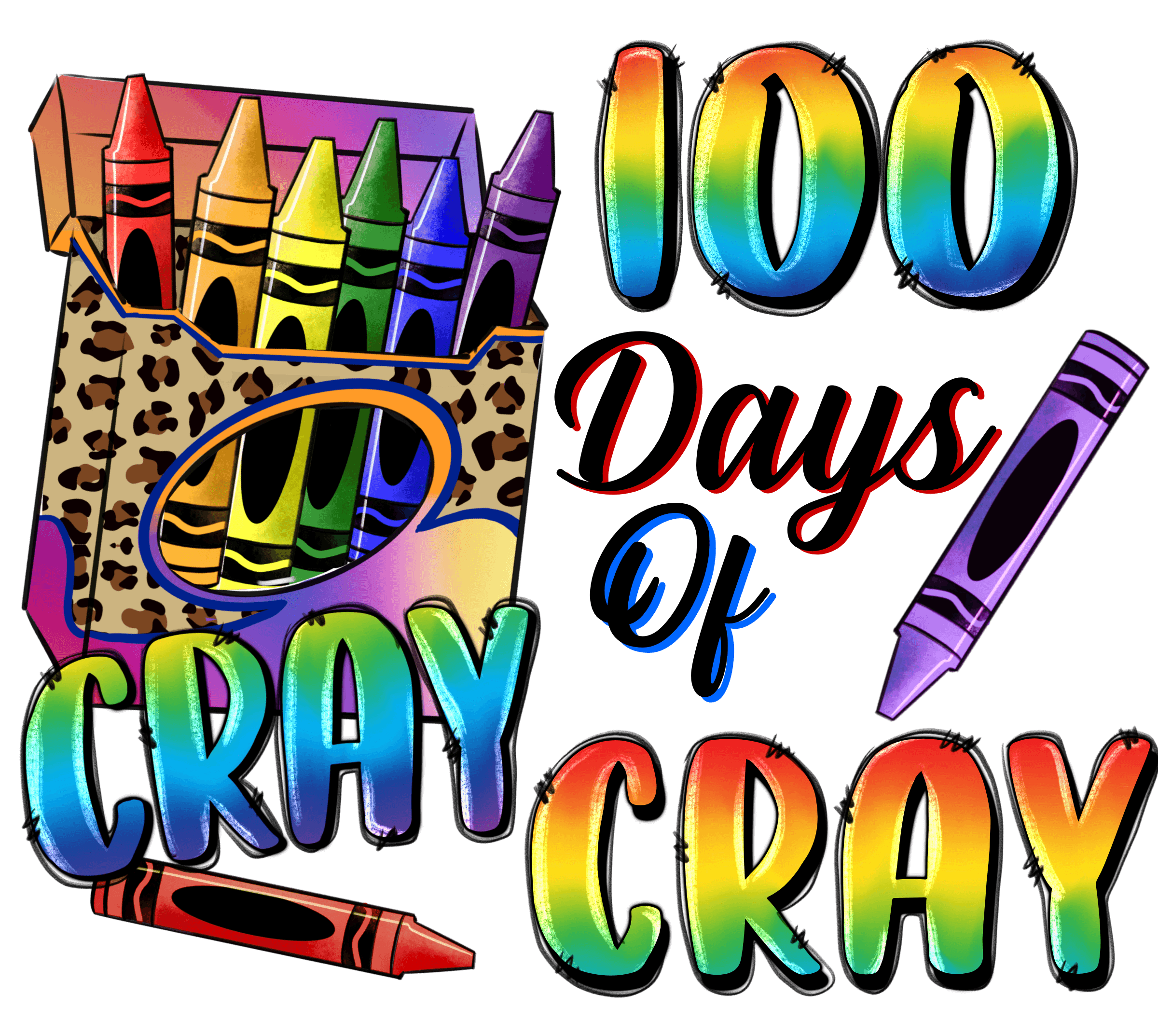 100 Days of School Cray Cray Cowgirl DTF (direct-to-film) Transfer ...