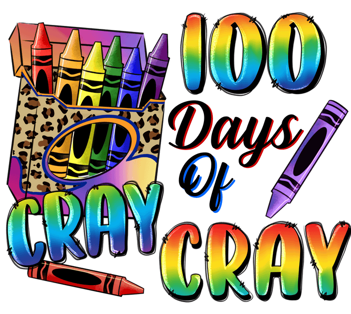 100 Days of School Cray Cray Cowgirl DTF (direct-to-film) Transfer ...