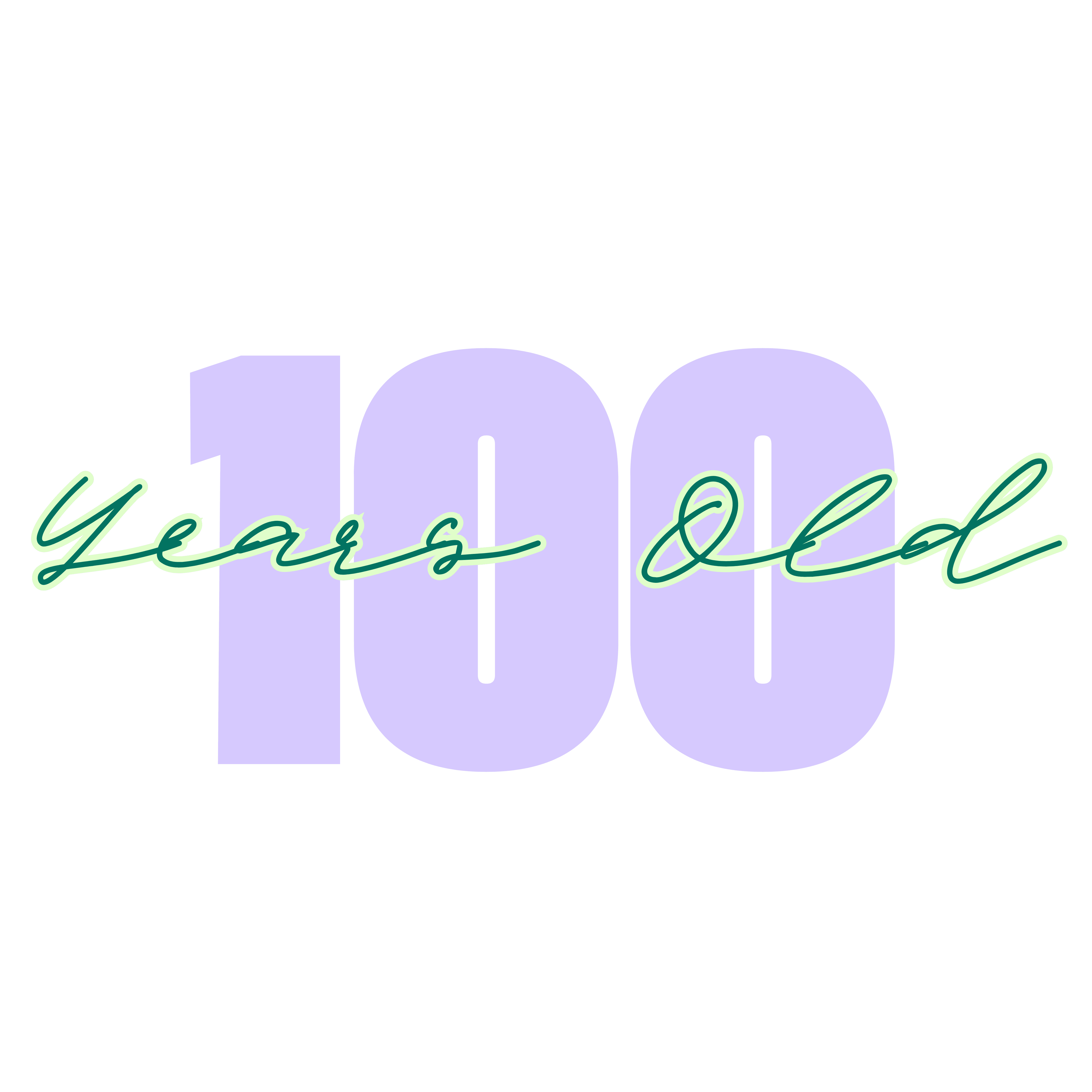 100 Years Old Cursive in Green DTF (direct-to-film) Transfer – Twisted ...