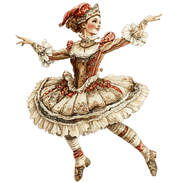 12 Days of Christmas Lady in Red & Gold Dancing DTF (direct-to-film ...