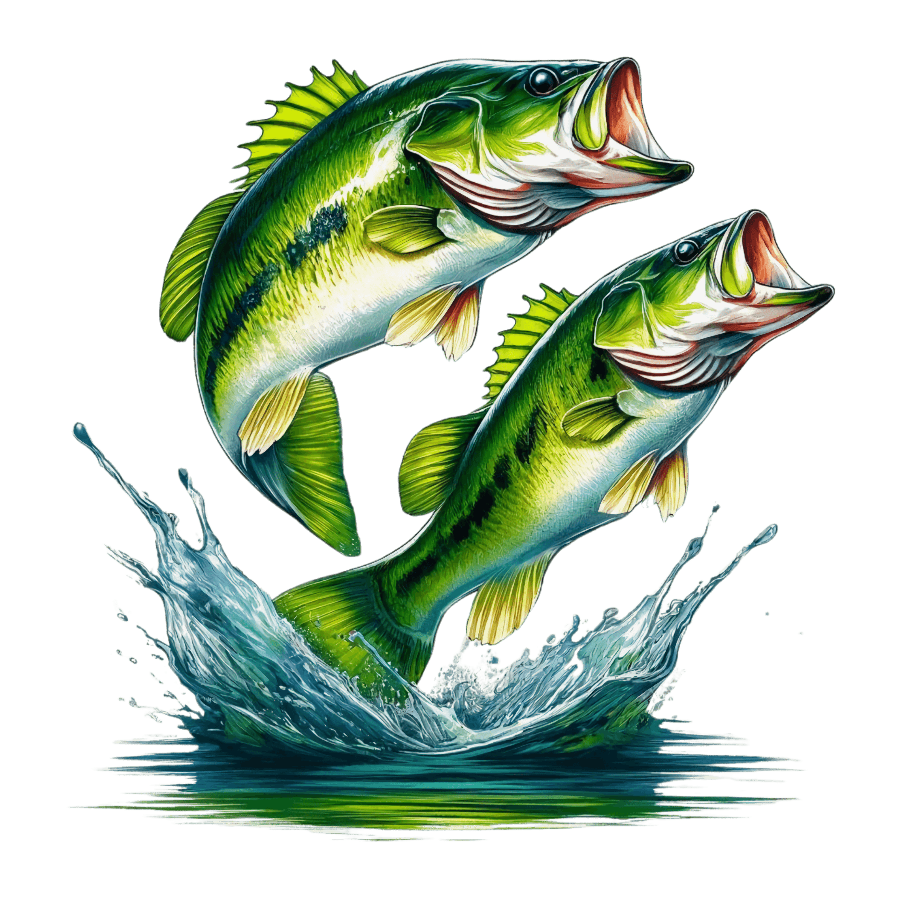 2 Green Fish Jumping DTF (direct-to-film) Transfer – Twisted Image ...