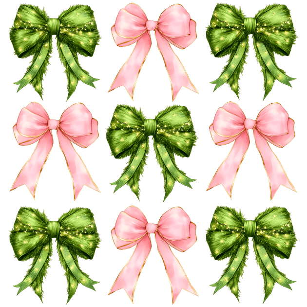 3 Rows of Bows Pink & Green DTF (direct-to-film) Transfer – Twisted ...