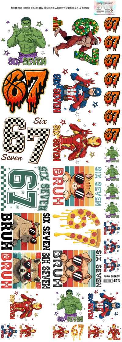 67 Drip Multiple Sizes II 60x22" DTF Ready to Ship Gang Sheet – Twisted ...