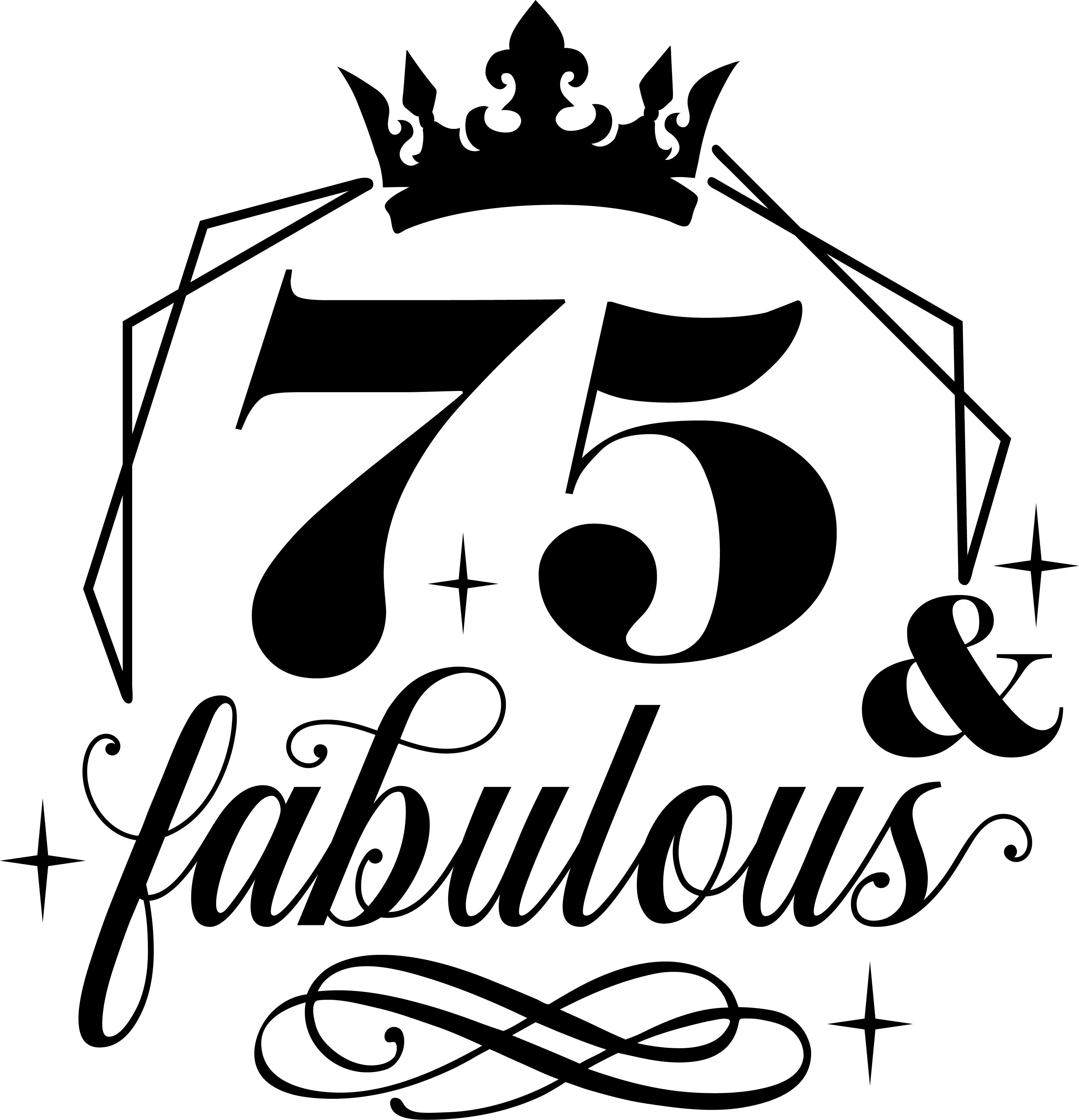 75 & fabulous Black Font DTF (direct-to-film) Transfer – Twisted Image ...