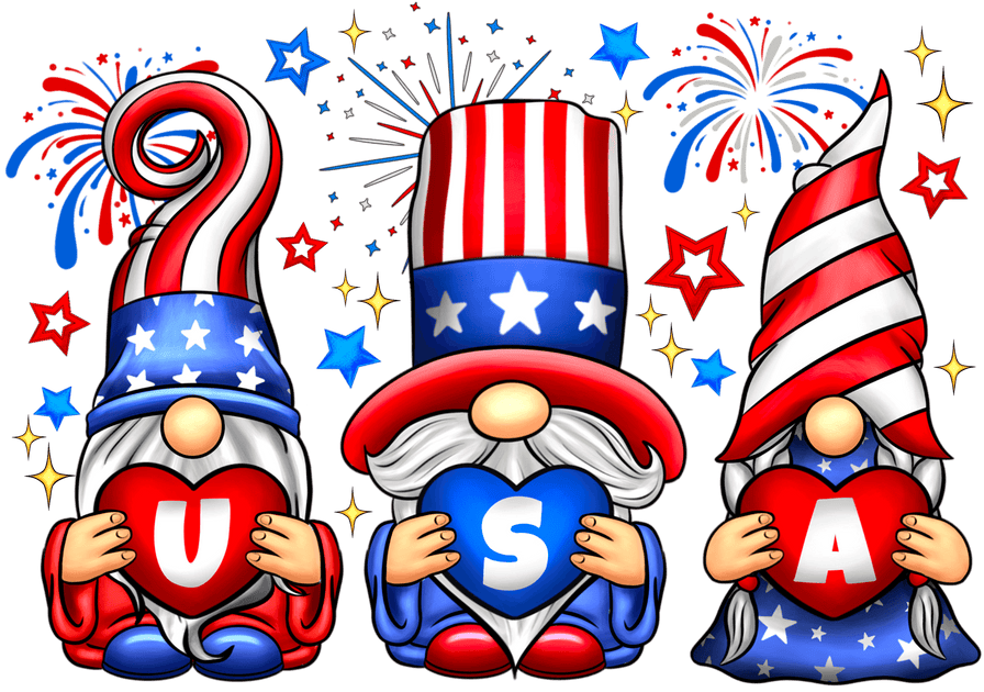American USA Gnomes DTF (direct to film) Transfer – Twisted Image Transfers
