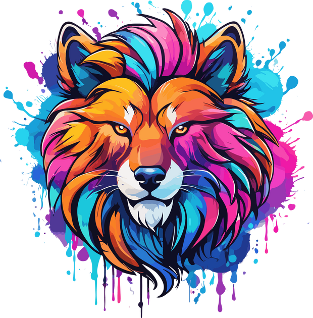 Angry Lion Color Drip DTF (direct-to-film) Transfer – Twisted Image ...