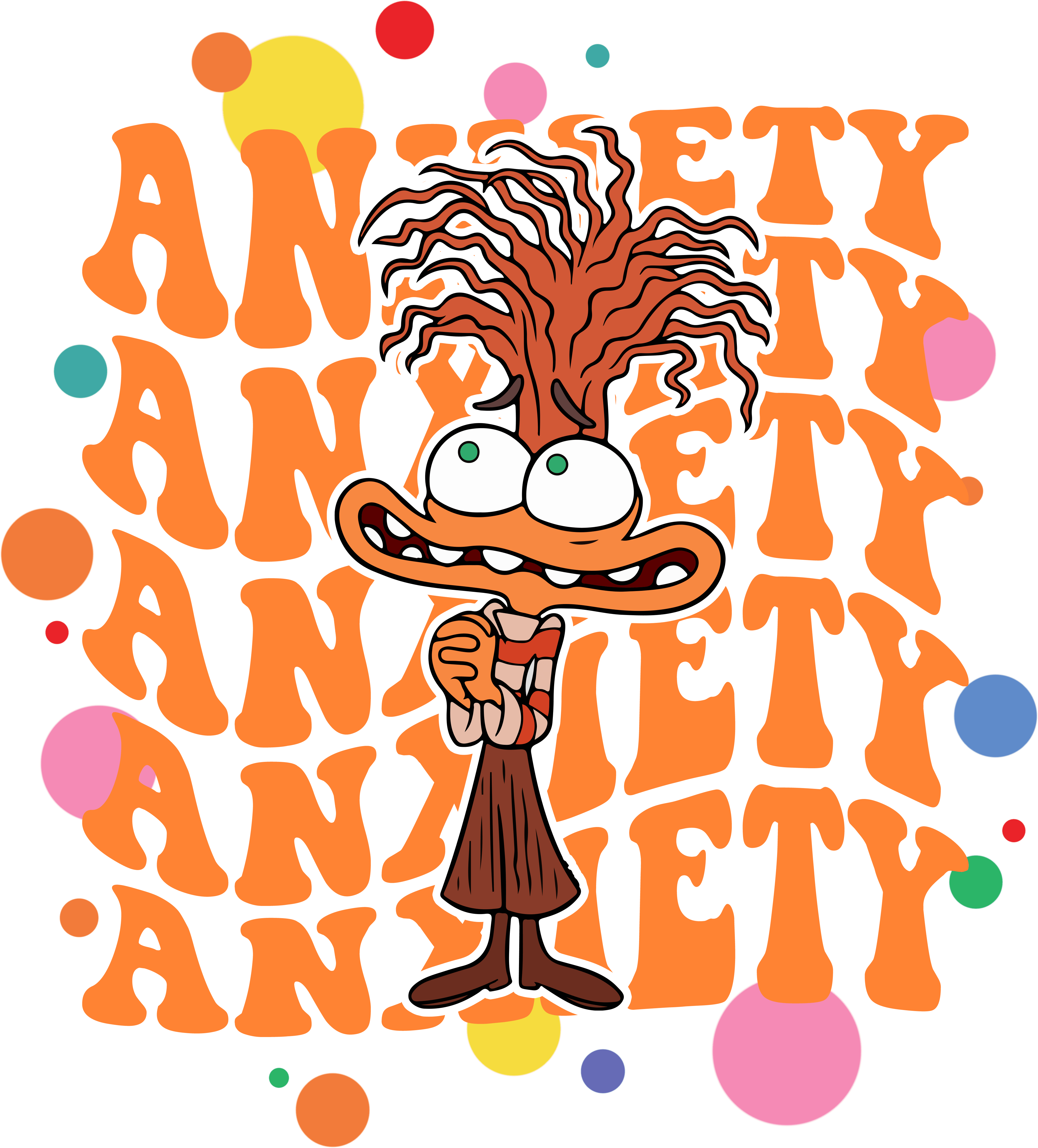 Anxiety Stacked Orange Font Mental Health DTF (direct to film) Transfer ...