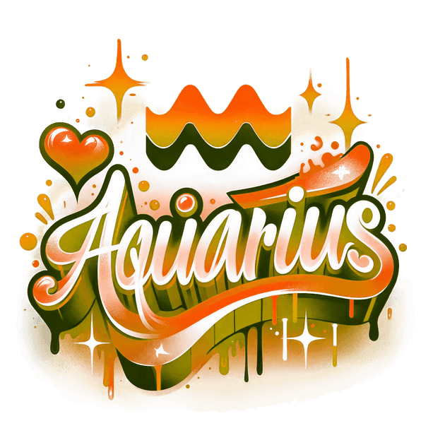 Aquarius 1 Orange Zodiac DTF (direct-to-film) Transfer – Twisted Image ...
