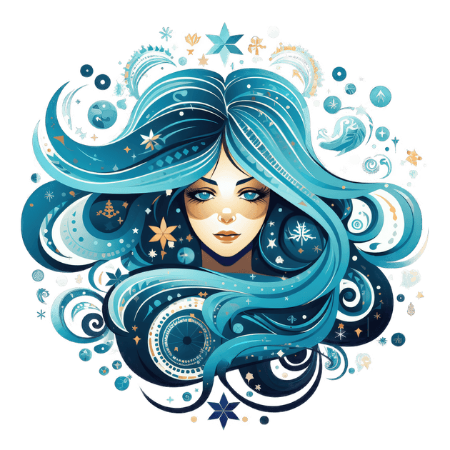 Aquarius Woman & Blue Eyes Zodiac DTF (direct-to-film) Transfer ...