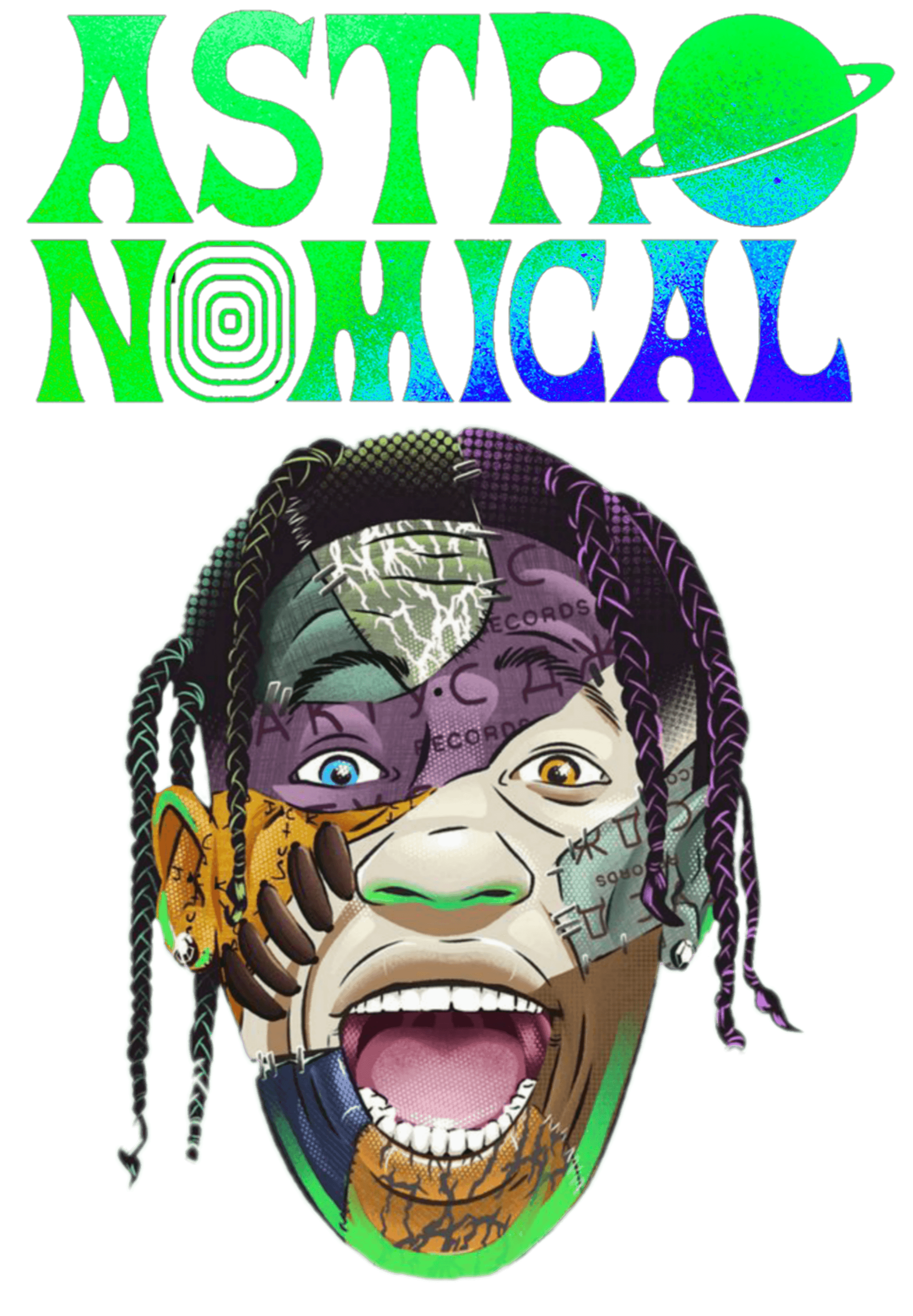 Astro Nomical Colorful Face & Mouth Open DTF (direct-to-film) Transfer ...